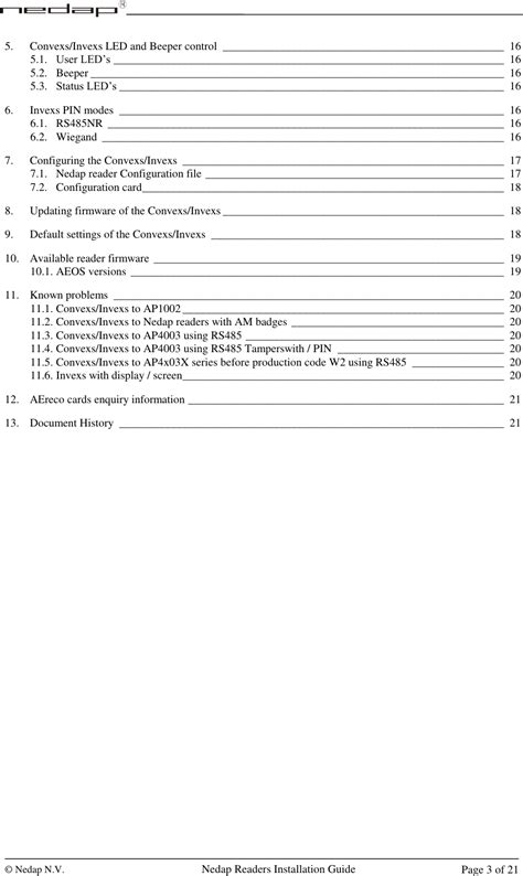 Nedap N V Convexs Inductive Proximity Rfid Card Reader User Manual Nedap Readers Installation Guide