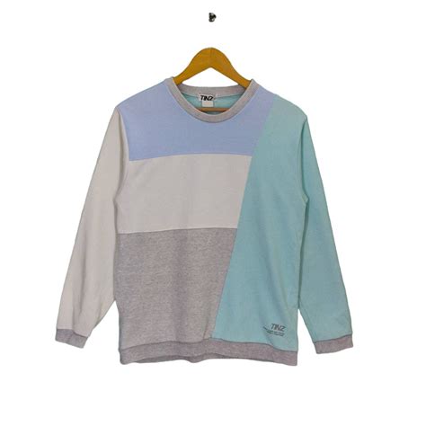 Vtg 90s Colorblock Pullover Large Vintage Tinz Multicolor Sweatshirt