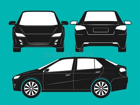Three Views Of A Car Symbol Vector Stock Vector Illustration Of Sign