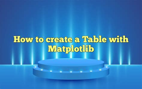 How To Create A Table With Matplotlib