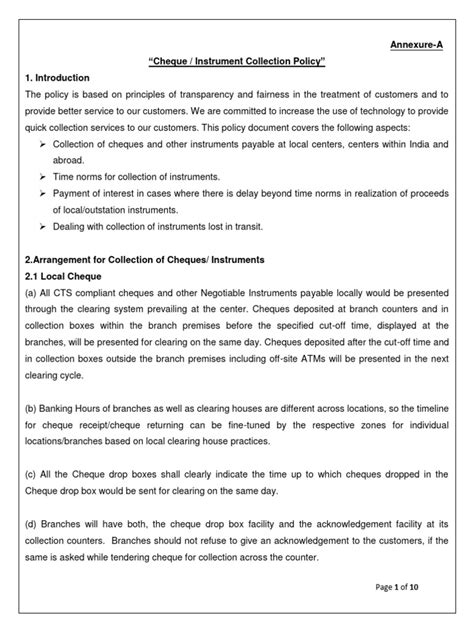 Cheque Intrument Collection Policy 07112020 Pdf Cheque Banks Cheque Intrument Collection Policy 07112020 Pdf Cheque Banks