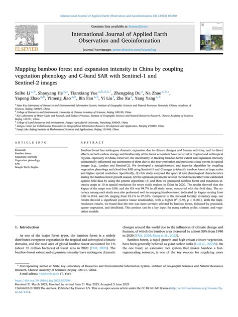 PDF Mapping Bamboo Forest And Expansion Intensity In China By Coupling Vegetation Phenology