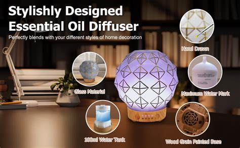 Glass Essential Oil Diffusers 100ml Ultrasonic Aromatherapy