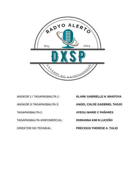 Filipino Radio Broadcasting Script Format Pdf