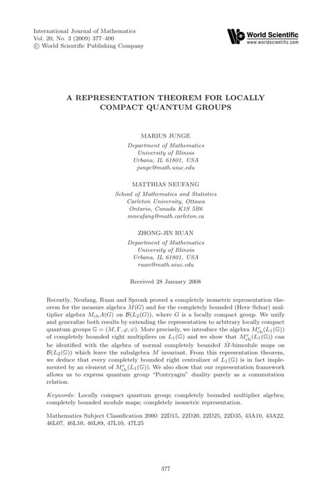 Pdf A Representation Theorem For Locally Compact Quantum Groups