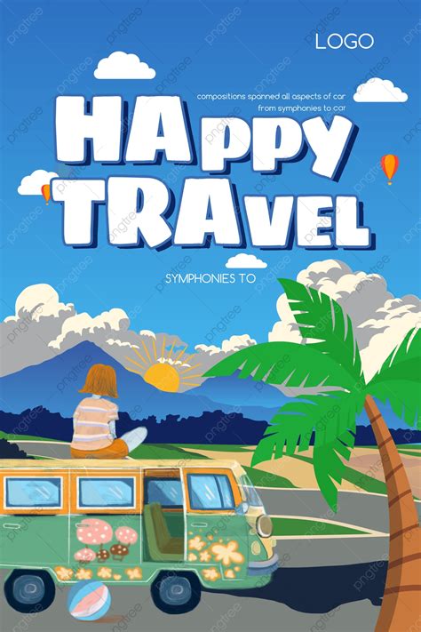 신선한 손으로 그린 풍경 여행 일러스트 포스터 템플릿 Psd 다운로드 디자인 자료 다운로드