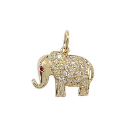 14k Gold Pavé Diamond Lucky Elephant Charm Pendant Nana Bijou