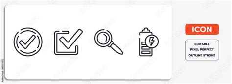 Set Of User Interface Outline Icons Thin Line Icons Included Check Box Thin Line Tick Box Thin
