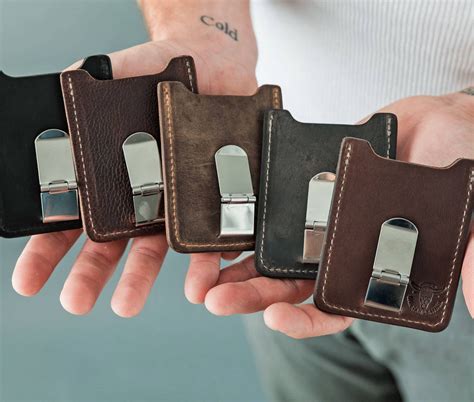 Personalized Leather Money Clip Wallet Engraved Full Grain Leather Wallet