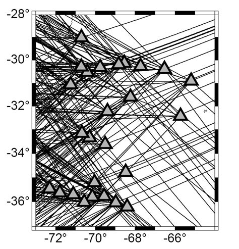 Example Ray Coverage Plot Showing The Source Receiver Great Circle