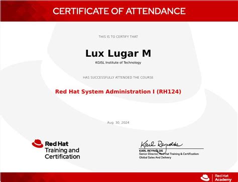 Redhat Linux Rh124 Systemadministration Opensource Certification Lux Lugar M