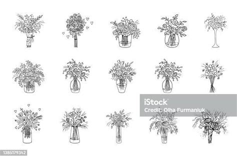 낙서 꽃다발 세트 손으로 그린 꽃 꽃 스케치 드로잉 정물 로맨틱 한 무리 휴일 선물 식물 학적 그림 드로잉에 대한 스톡 벡터 아트 및 기타 이미지 Istock