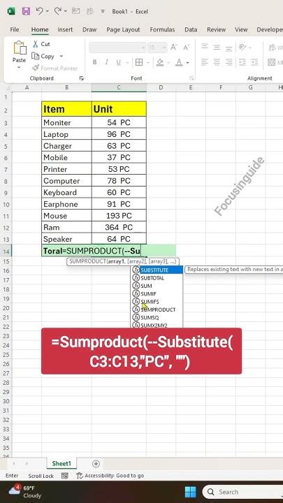 Sum Numbers With Text In Seconds No Errors In Excel Focusinguide Exceltipstutorial Shorts
