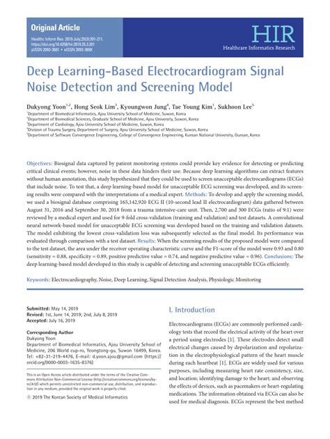 Pdf Deep Learning Based Electrocardiogram Signal Noise Detection And