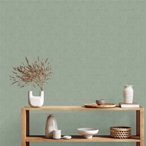 Patroon Behang Woonkamer Groen Geometrisch Behang Vliesbehang
