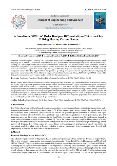 pdf a low power 30mhz 6 th order bandpass differential gm c filter on chip utilizing floating