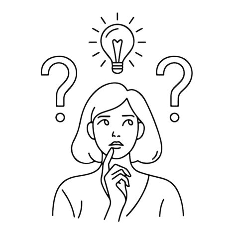 Premium Vector Minimalist Line Art Woman Thinking With Idea Light