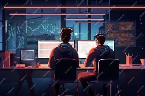 Premium Photo Software Developer And A Man At Computer For Coding