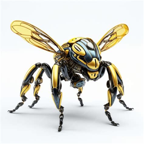 Premium Ai Image Bee Or Wasp Robot Robotic Insect Isolated Over White Background