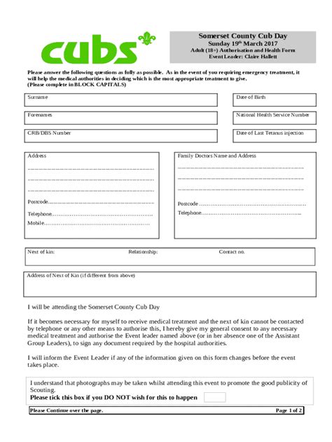 Adult Health Doc East Somerset Scout Doc Template Pdffiller