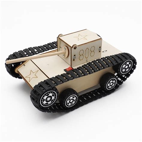 Diy Wooden Tank Model Kit Tracked Vehicle Educational Stem Assembly