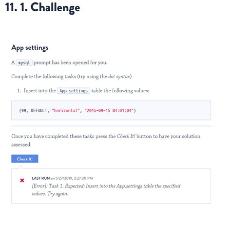 solved 11 1 challenge app settings a mysql prompt has been