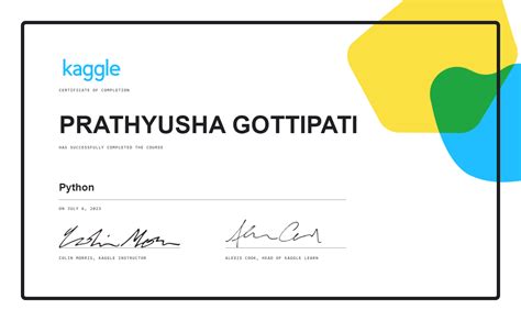 Prathyusha Gottipati Completed The Python Course On Kaggle
