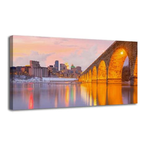 Canvas Wall Art Minneapolis Downtown Skyline Minnesota Wall Decor For
