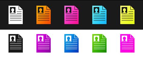 흑백 배경에서 격리된 이력서 아이콘을 설정합니다 Cv 응용 프로그램 전문 직원을 검색 인력 분석 이재개됩니다 벡터 일러스트레이션 0명에 대한 스톡 벡터 아트 및 기타 이미지