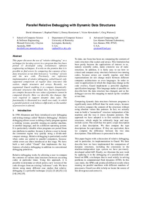 Pdf Parallel Relative Debugging With Dynamic Data Structures