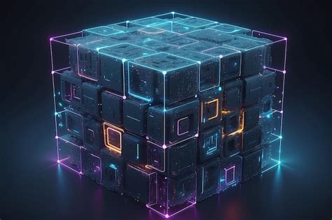 Premium Photo Big Data Cube Quantum Computer Server Concept