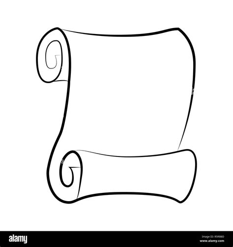 Vintage Blank Paper Scroll Silhouette Vector Isolated On White Background Empty Parchment
