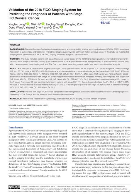 Pdf Validation Of The 2018 Figo Staging System For Predicting The Prognosis Of Patients With