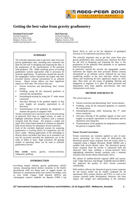 Pdf Getting The Best Value From Gravity Gradiometry