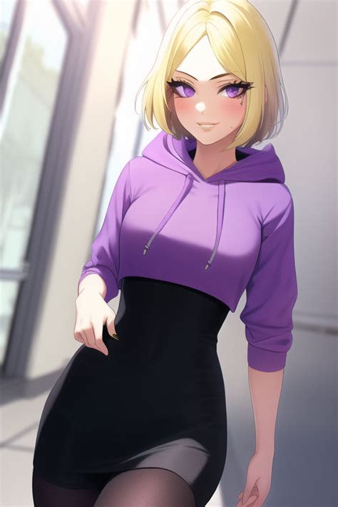 Girl With Short Blonde Hair Purple Eyes Wearing By Varm209 On Deviantart