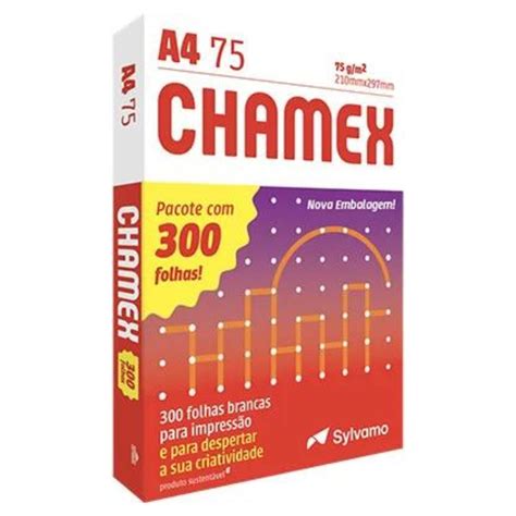Papel Sulfite Chamex A4 Branco 75g 300 Folhas Qualidade E Versatilidade