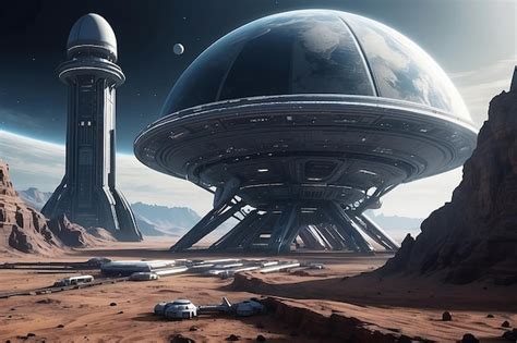 Premium Photo Spaceship Interstellar Station On Alien Planet