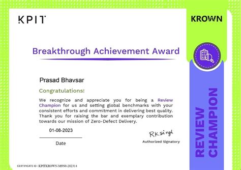 Prasad Bhavsar On Linkedin Breakthroughchampion Awardachievement