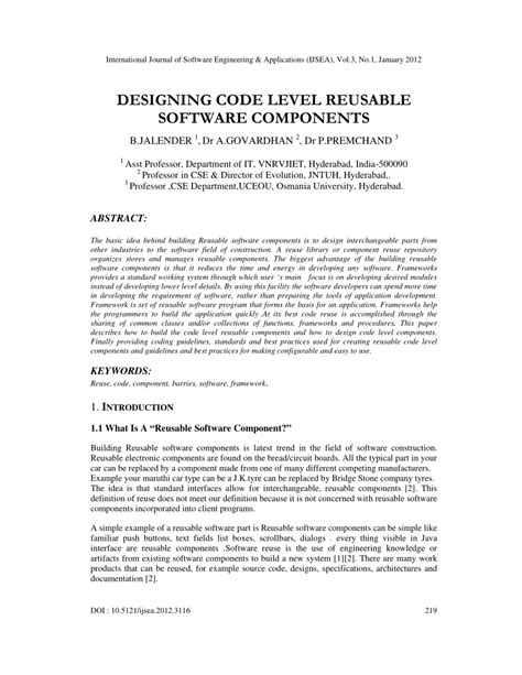 pdf designing code level reusable software components