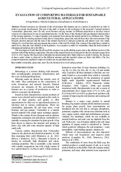 Pdf Evaluation Of Composting Materials For Sustainable Agricultural Applications