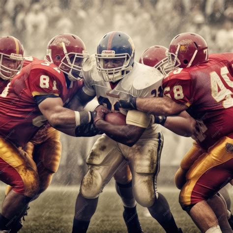 Premium Photo American Football Players In Action Game With Football