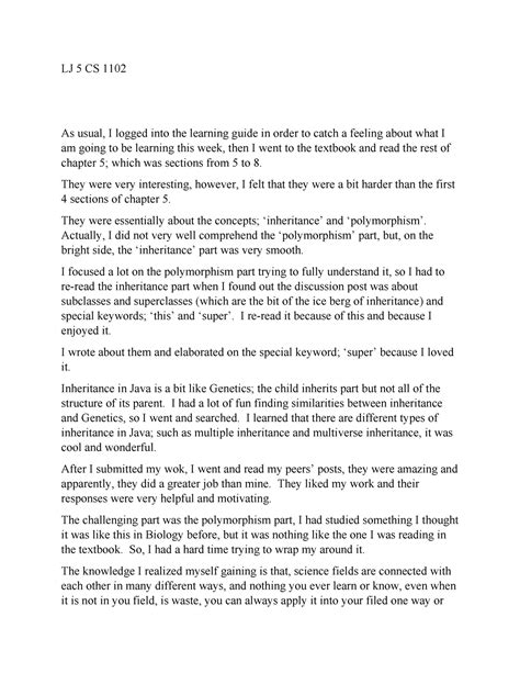 Lj 5 Cs 1102 Learning Journal Unit 5 Lj 5 Cs 1102 As Usual I