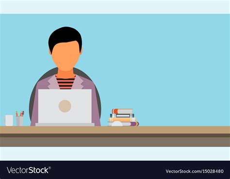 Man Is Working With Laptop Flat Modern Royalty Free Vector