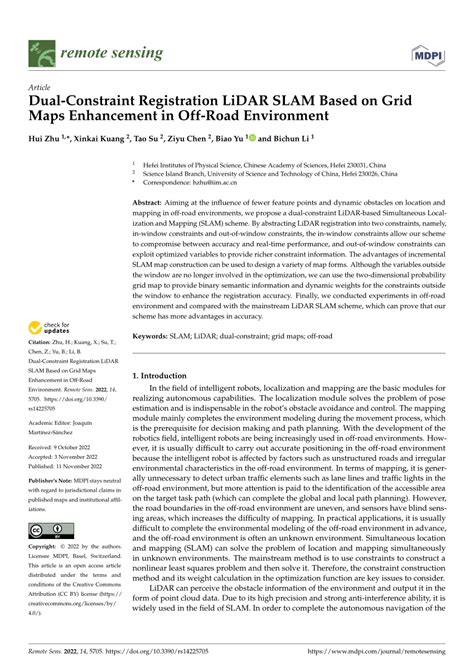 Pdf Dual Constraint Registration Lidar Slam Based On Grid Maps Enhancement In Off Road Environment