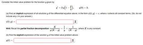 Solved Consider The Initial Value Problem For The Function Yy Given