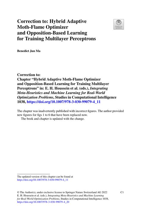 Pdf Correction To Hybrid Adaptive Moth Flame Optimizer And Opposition Based Learning For