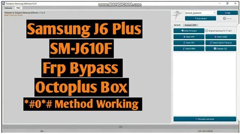 Samsung J6 Plus Sm J610f Frp Bypass By Octoplus Box Youtube