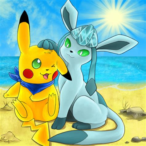 Glaceon And Pikachu At The Beach By Pikachu Jaune On DeviantArt