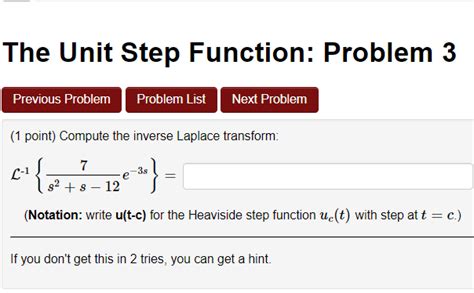 Solved The Unit Step Function Problem 3 Previous Problem