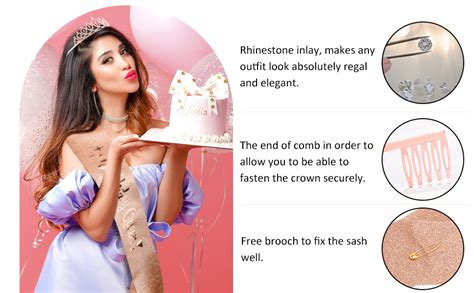 Aco Uint Birthday Queen Crown For Women Rhinestone Tiara